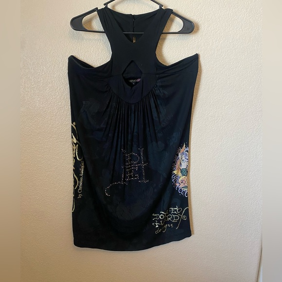 Ed Hardy | Tops | Ed Hardy Cut Out Cold Shoulder Shirt | Poshmark